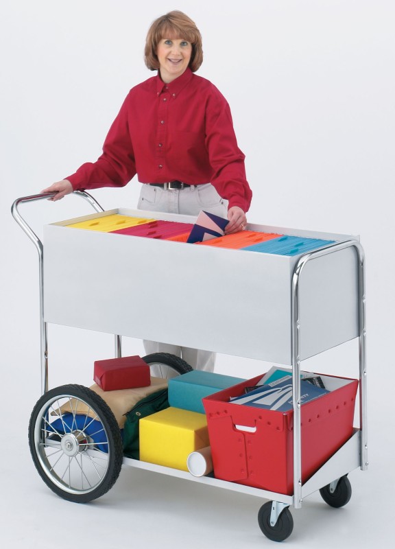 Long Solid Metal Cart With 16 Inch Rear Tires B248 Us Mail Supply Americas Mailbox Headquarters